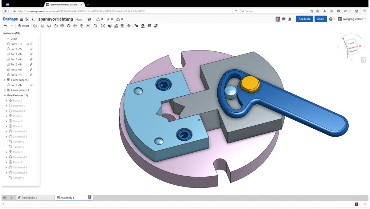 Onshape - video tutorials - second one - an assembly: spannvorrichtung ...