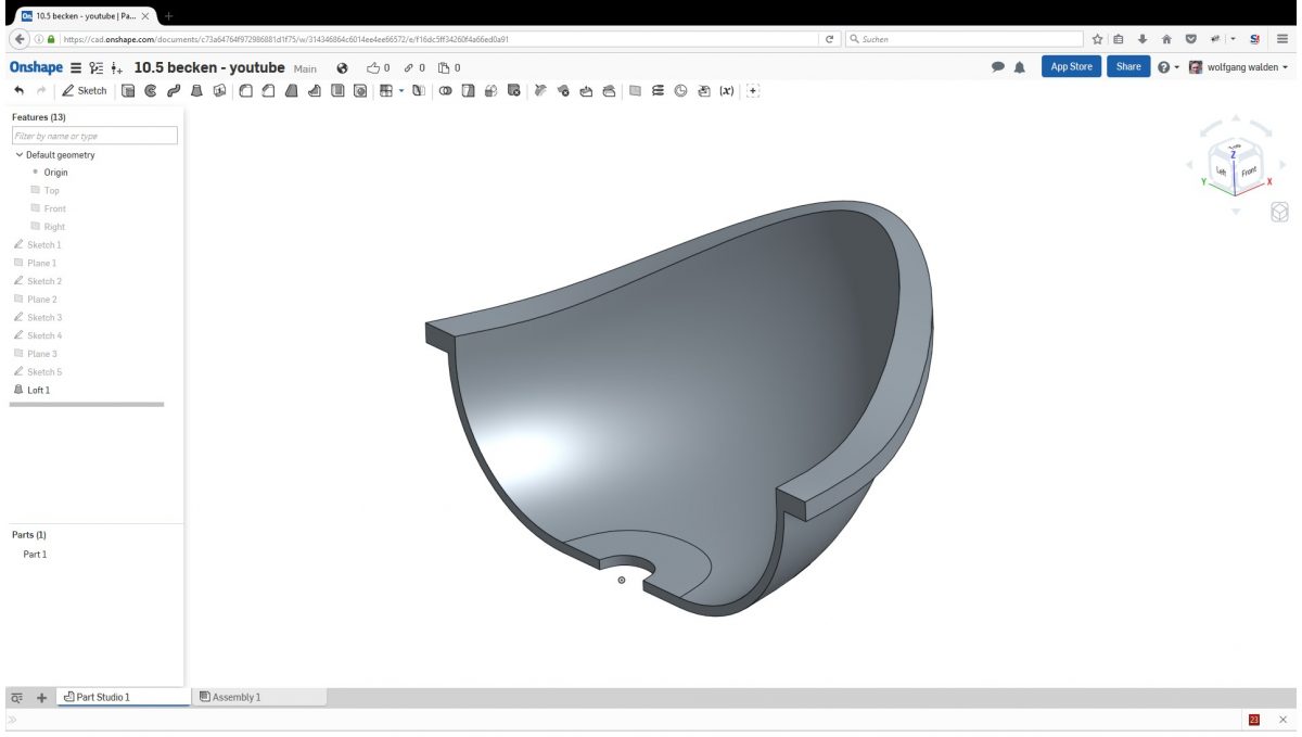 Onshape video tutorial - 10.5 becken - loft feature - wolfgang walden´s ...