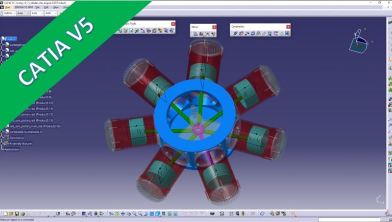 Videotutorial - catia v5 - kinematics - 7 Cylinder Radial Engine - Kinematics - wolfgang walden ...