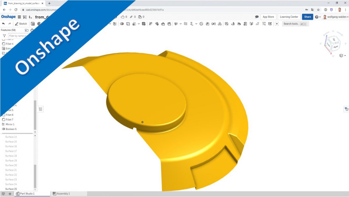 Videotutorial - onshape - surfaces - From Drawing to Surface Model ...