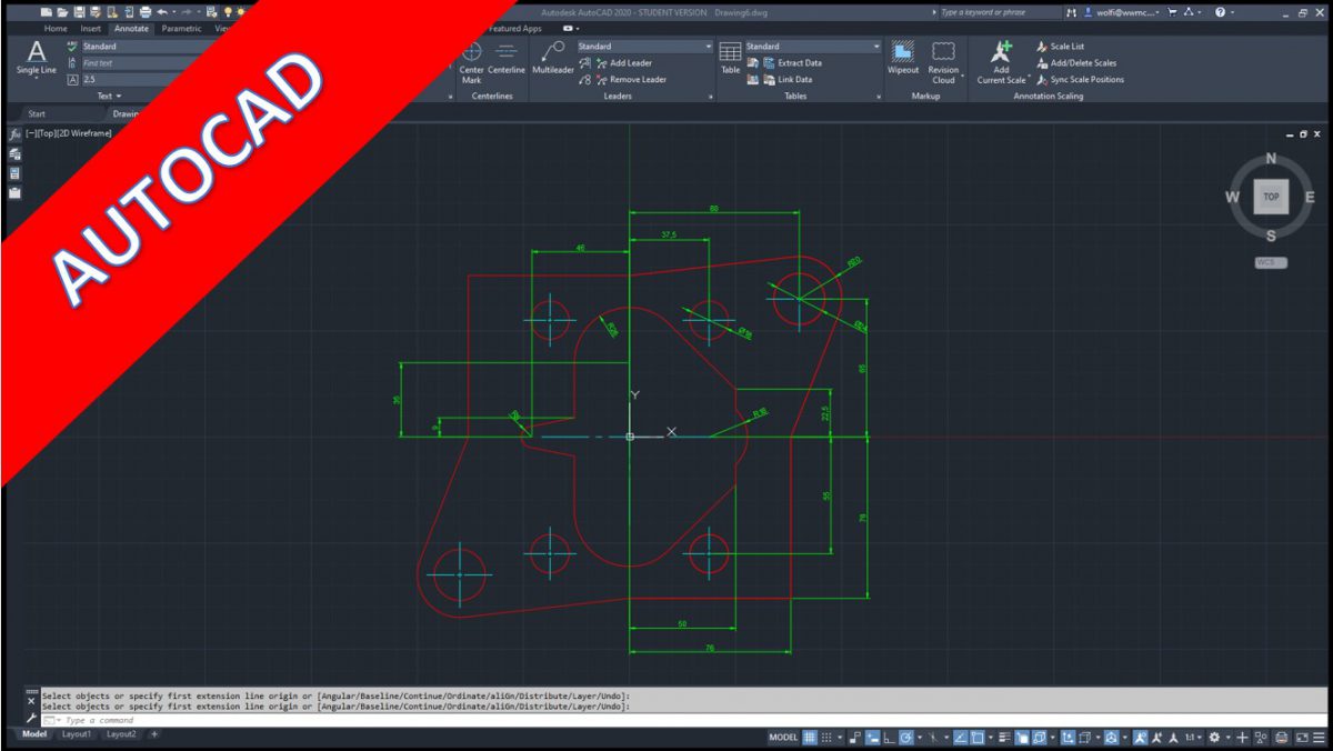 Videotutorial - autocad 2020 - 2d basics - 1.11 Dichtung 3 - wolfgang ...