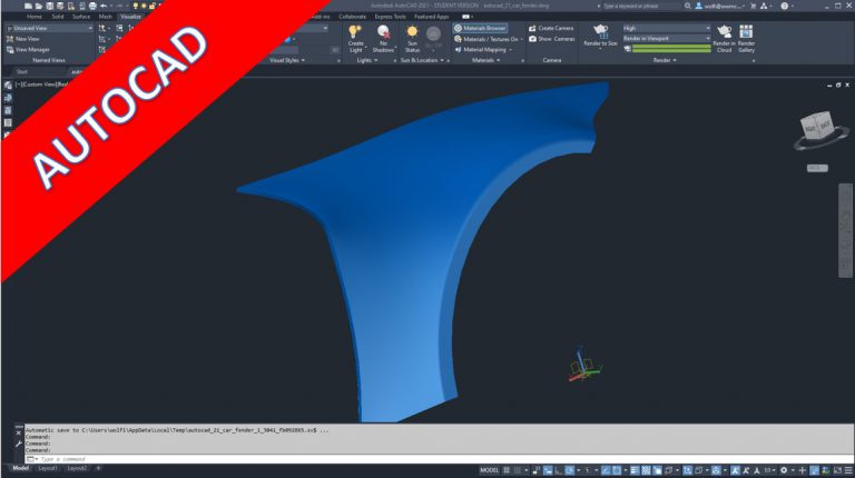 Videotutorial - autocad 2020 - surfaces - Loft with Guides and ...