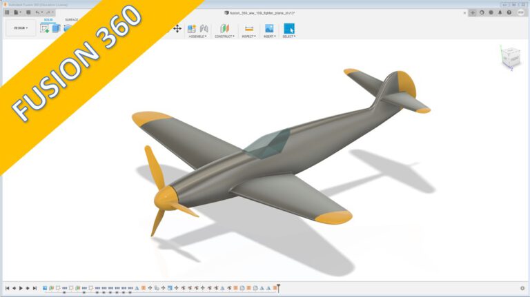 Videotutorial - fusion 360 - surfaces - WW-109 Fighter Plane - Part 2 ...