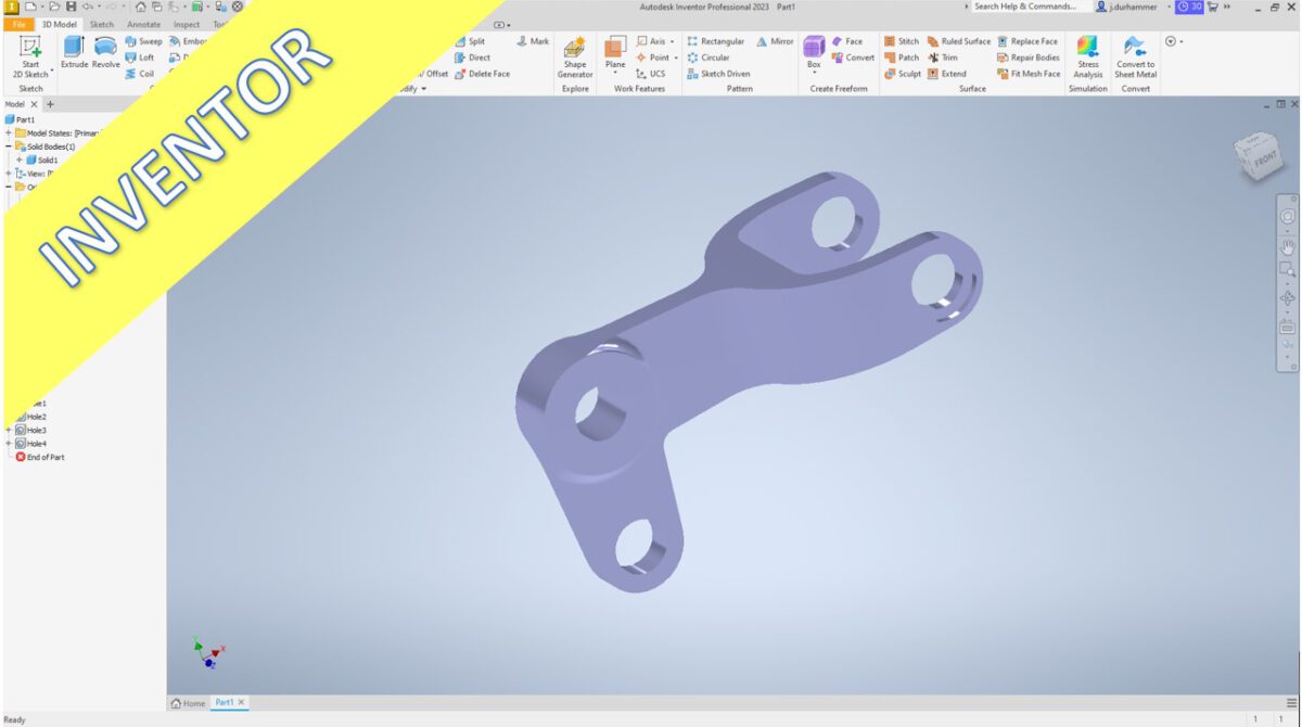Videotutorial - inventor 2023 - part design - 7.2 Gelenkgabel - Joint ...