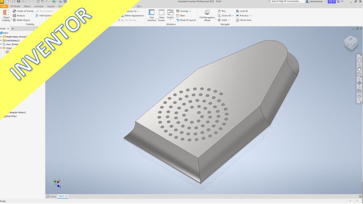 Videotutorial – inventor 2023 – part design – 9.3 Buegeleisen – Ironing ...
