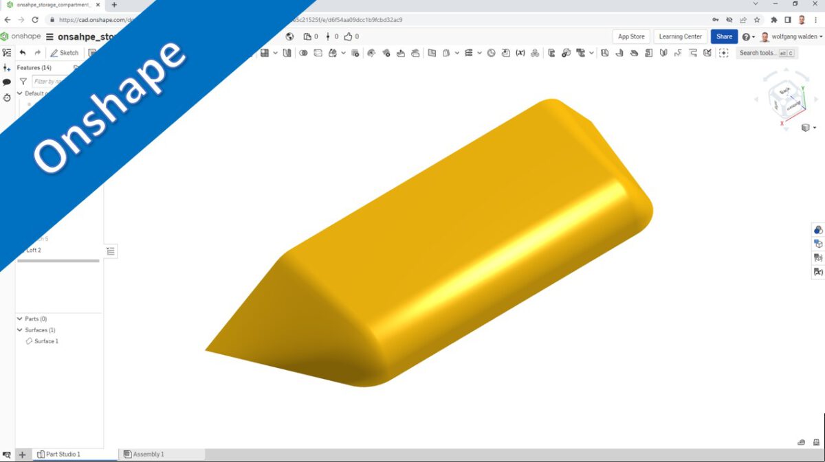 Videotutorial - onshape - surfaces - Ablagefach - Storage Compartment ...