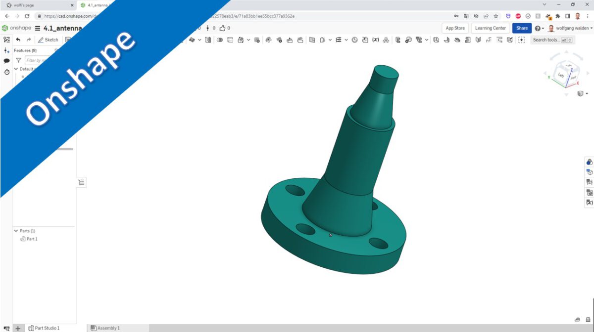 Videotutorial - onshape - part design - 4.1 Antennenstock - wolfgang ...