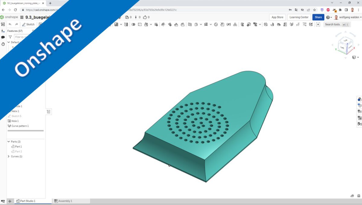 Videotutorial – onshape – part design – 9.3 Buegeleisen – Ironing Plate ...